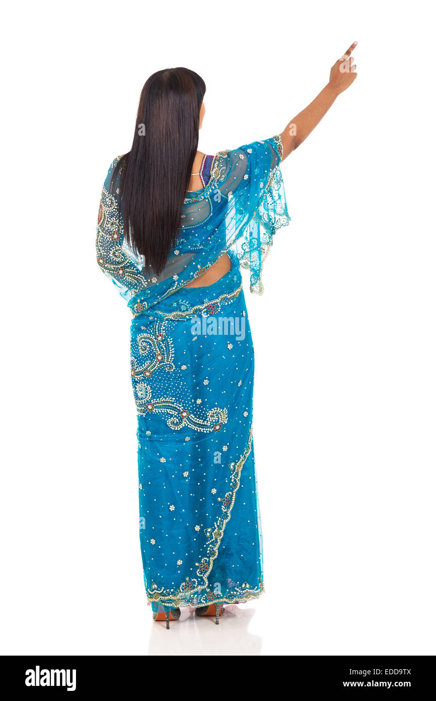 Young indian woman sari rear view hi-res stock photography and images ...