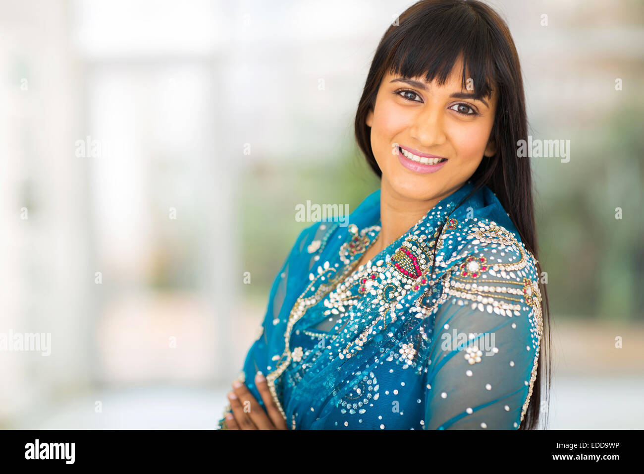 close up portrait of happy young Indian woman Stock Photo - Alamy