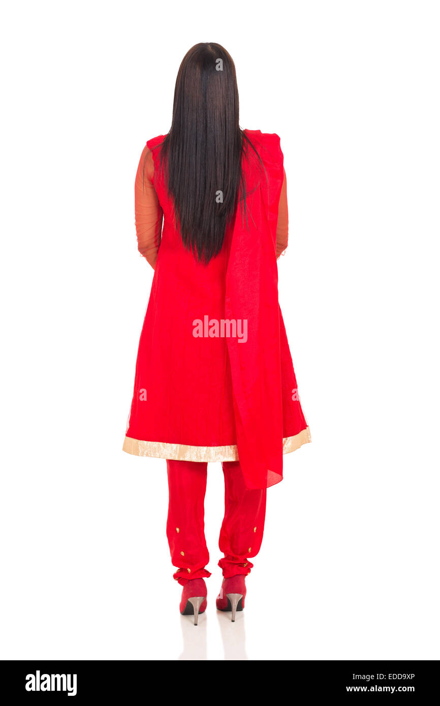 Young indian woman sari rear view hi-res stock photography and images ...