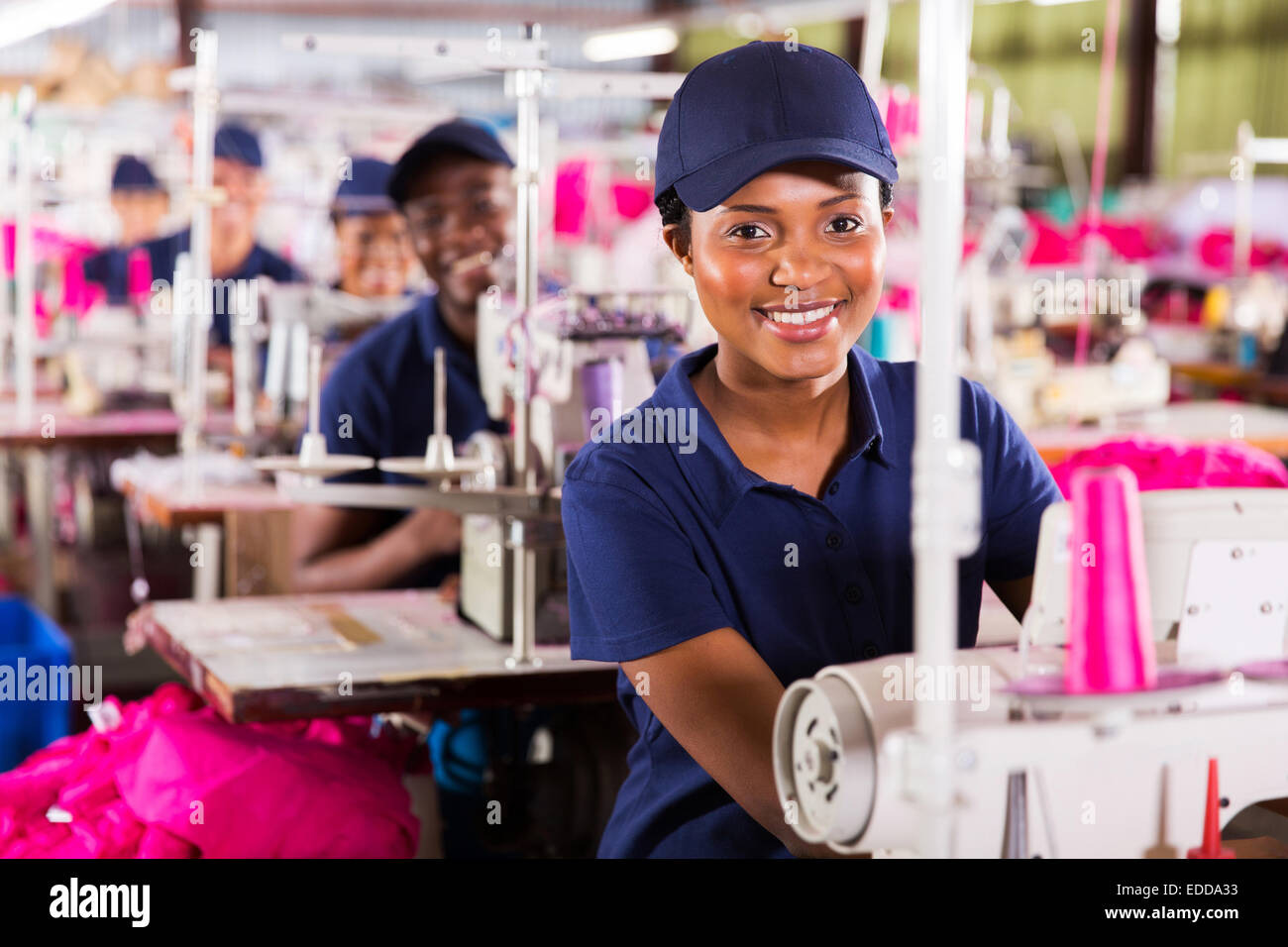 beautiful young African textile worker inside the factory Stock Photo ...