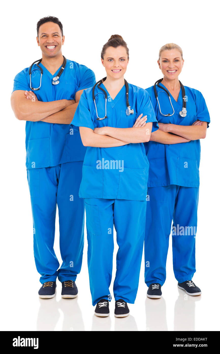 group of medical professionals full length portrait on white Stock ...