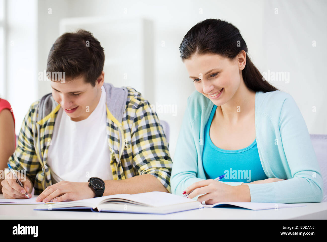 students with textbooks and books at school Stock Photo - Alamy