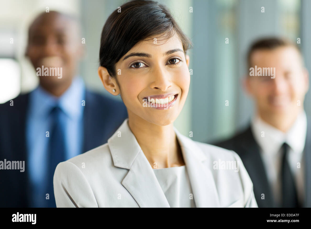 attractive Indian business executive with business team Stock Photo - Alamy