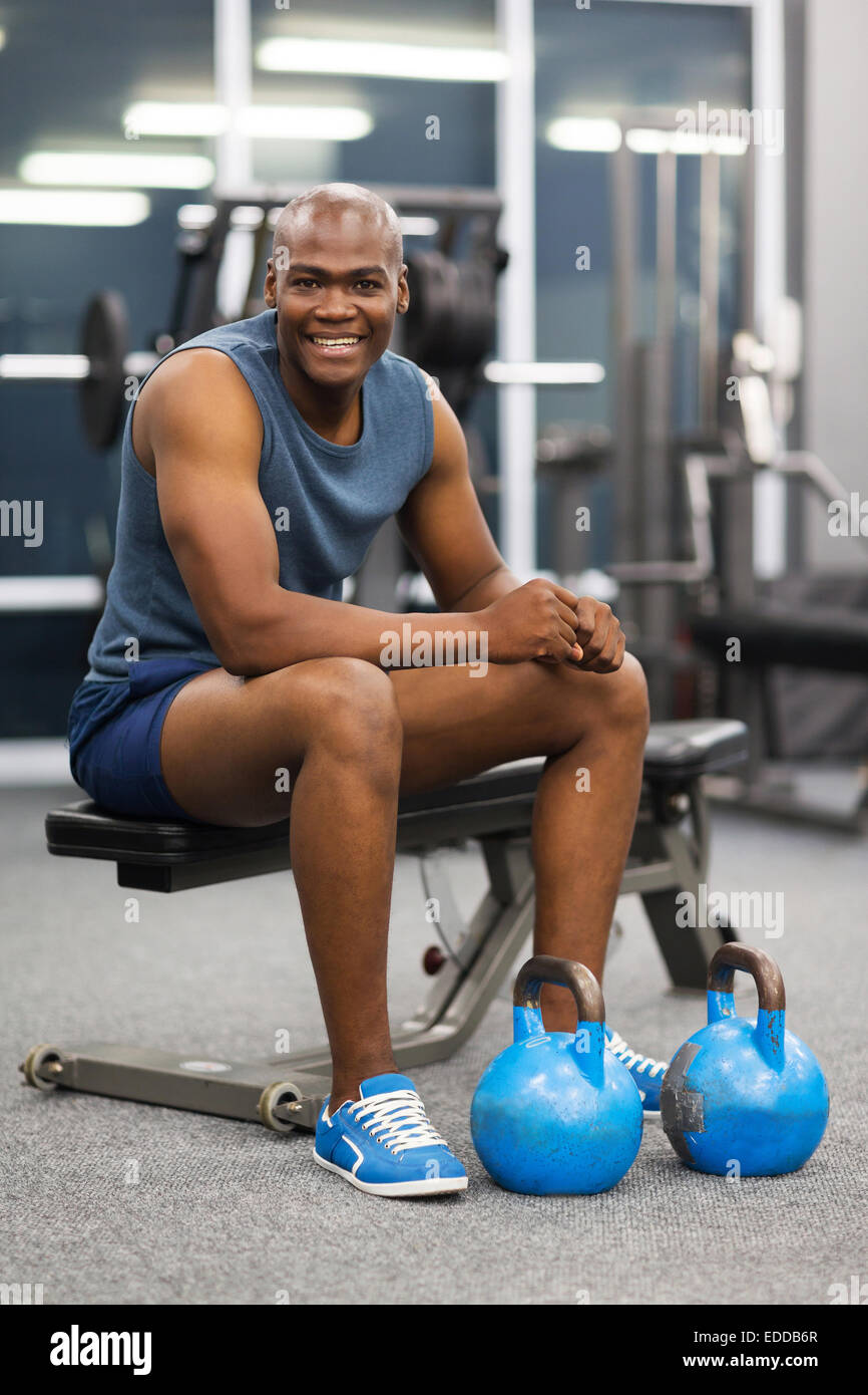 portrait of African man sitting after exercise Stock Photo - Alamy