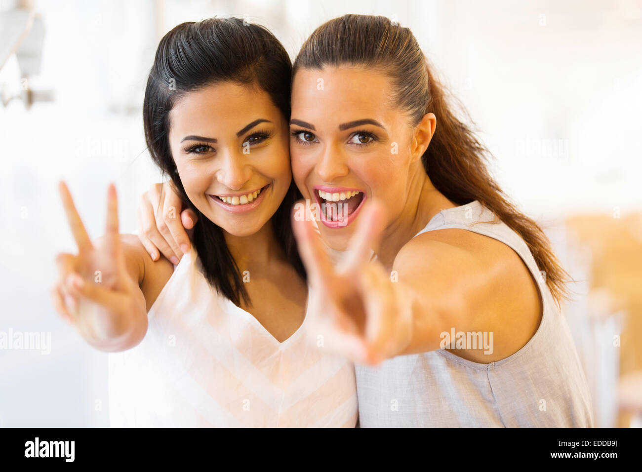 cheerful two young friends having fun Stock Photo - Alamy