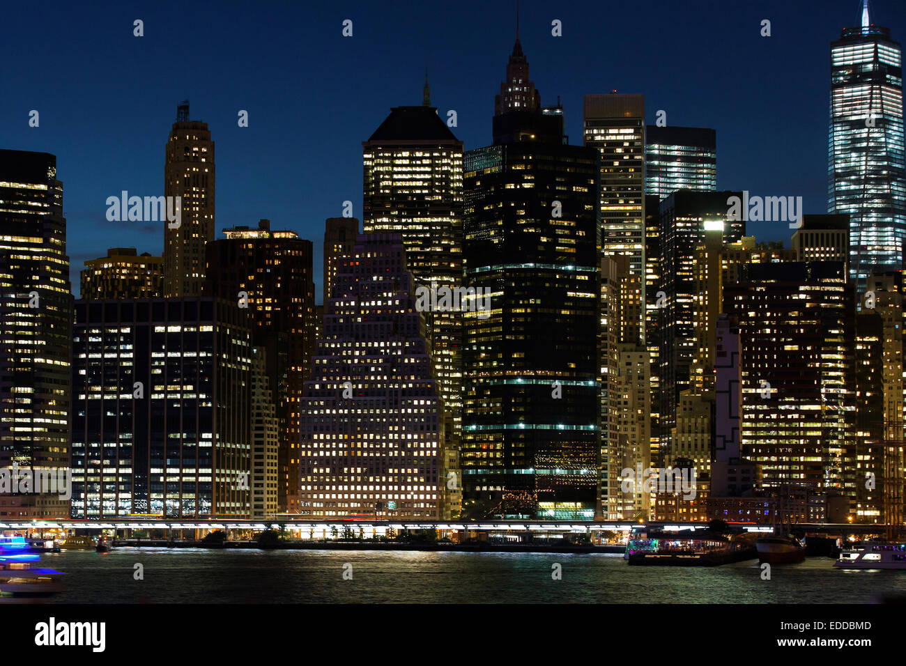 New York City Manhattan skyline at night Stock Photo - Alamy