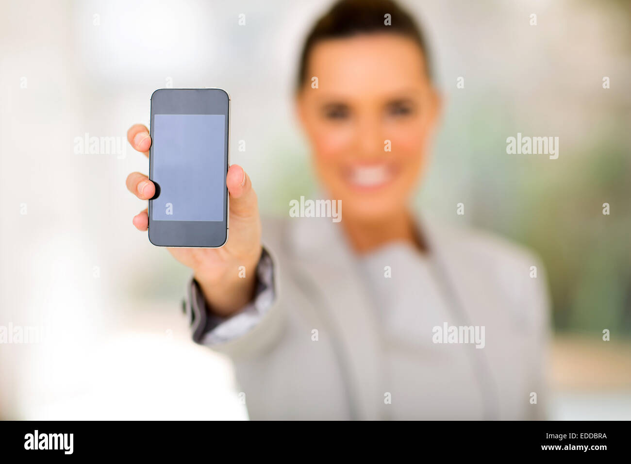 close up of woman showing her smart phone Stock Photo - Alamy
