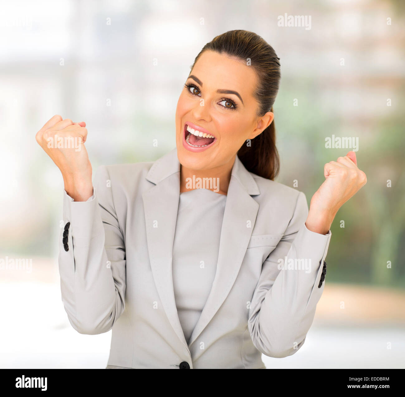 Waving woman excited hi-res stock photography and images - Alamy