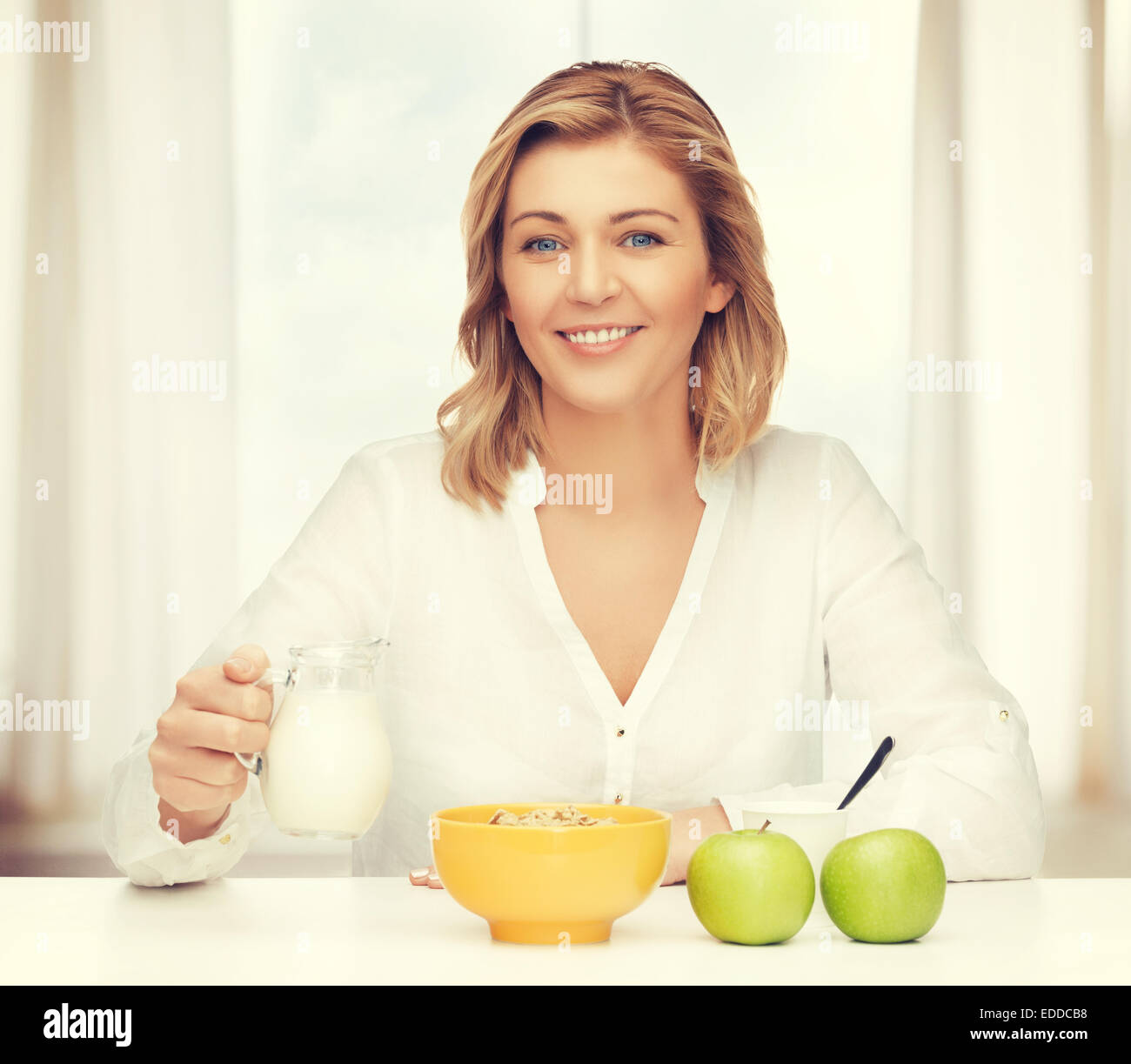 woman with healthy breakfast Stock Photo - Alamy