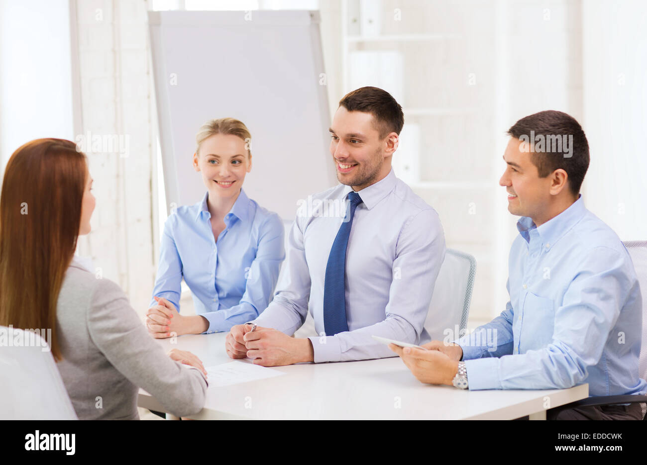 business team interviewing applicant in office Stock Photo - Alamy