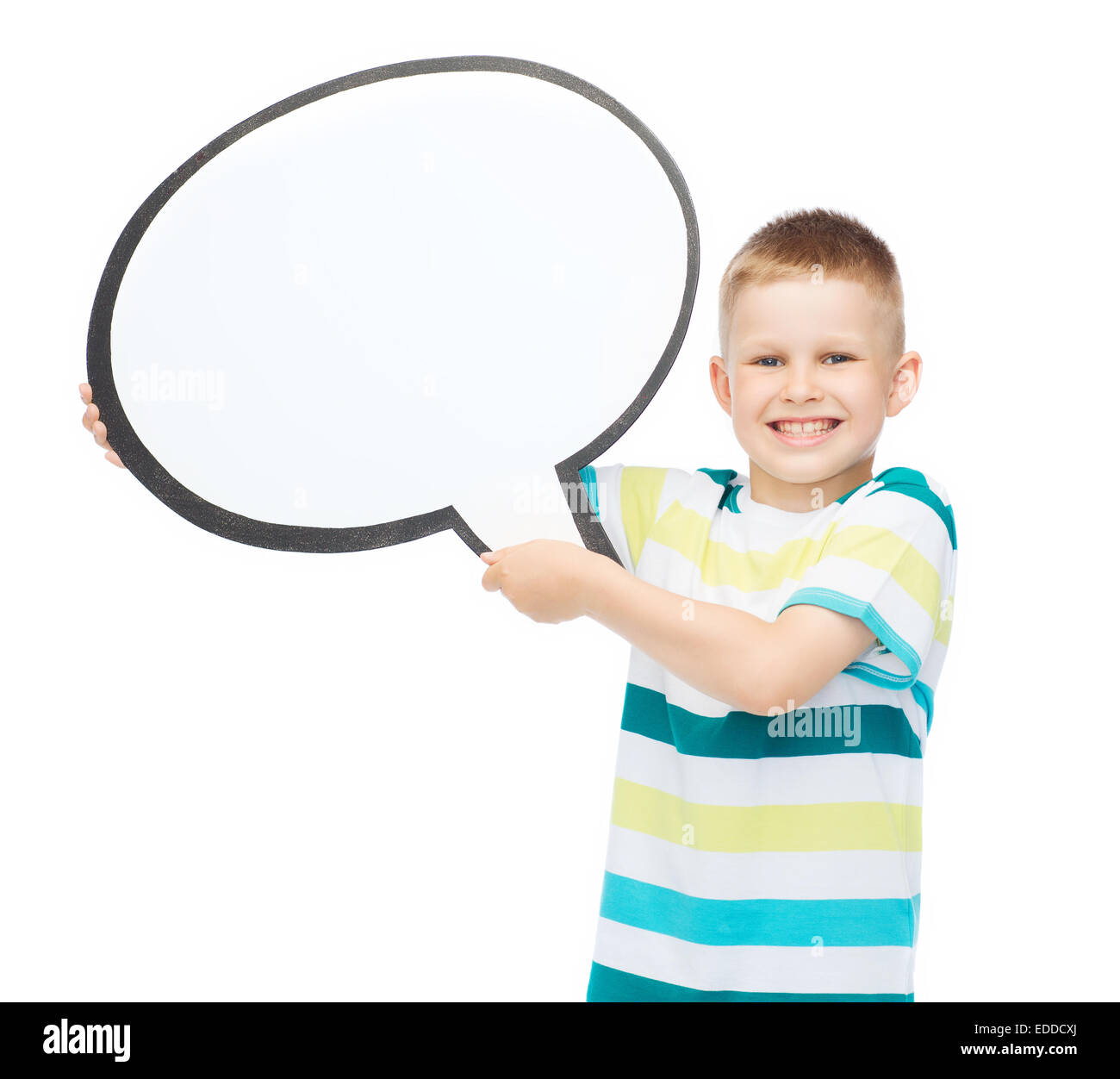 smiling little boy with blank text bubble Stock Photo - Alamy