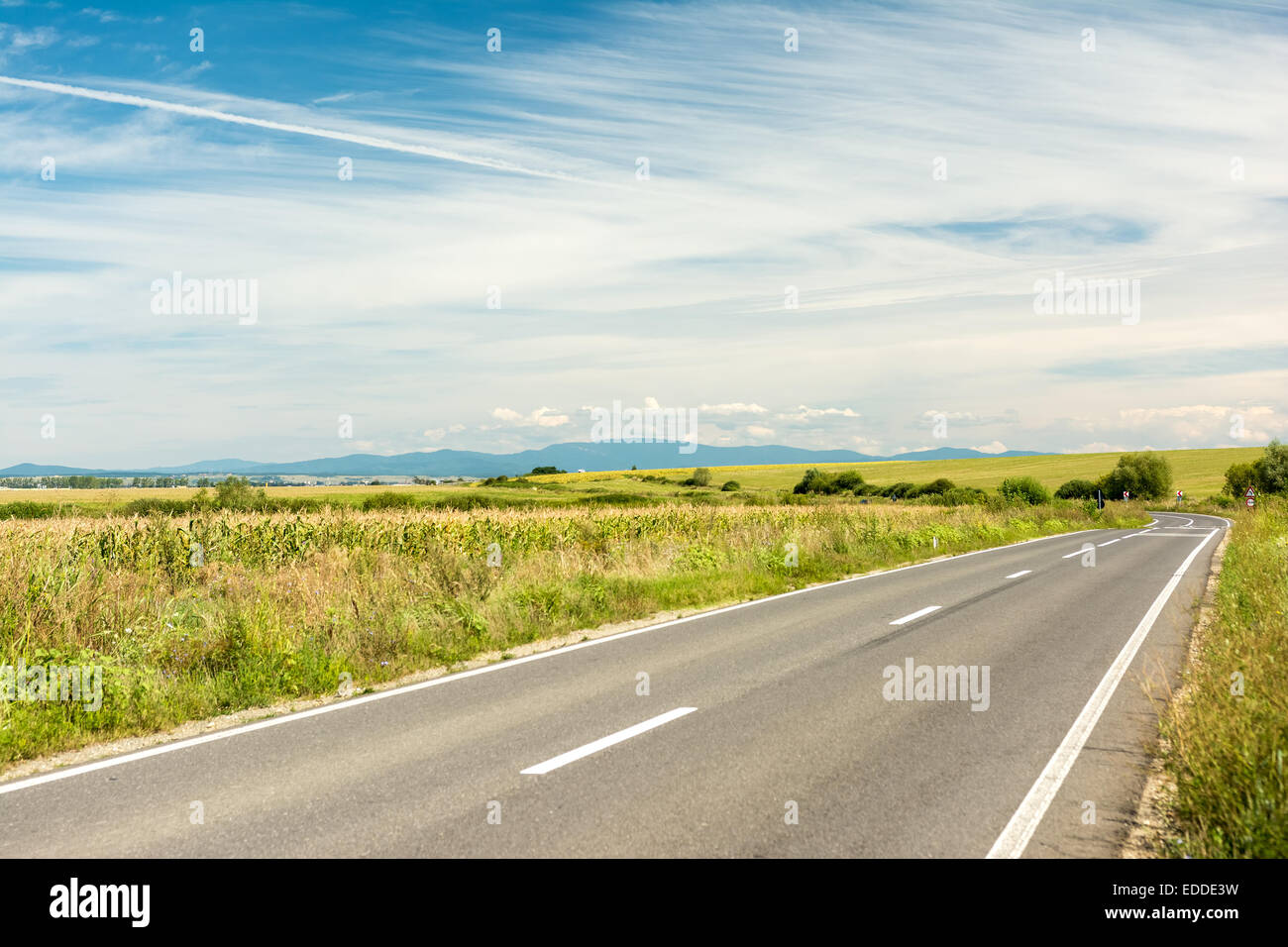 Country Road Landscape In Summer Stock Photo - Alamy
