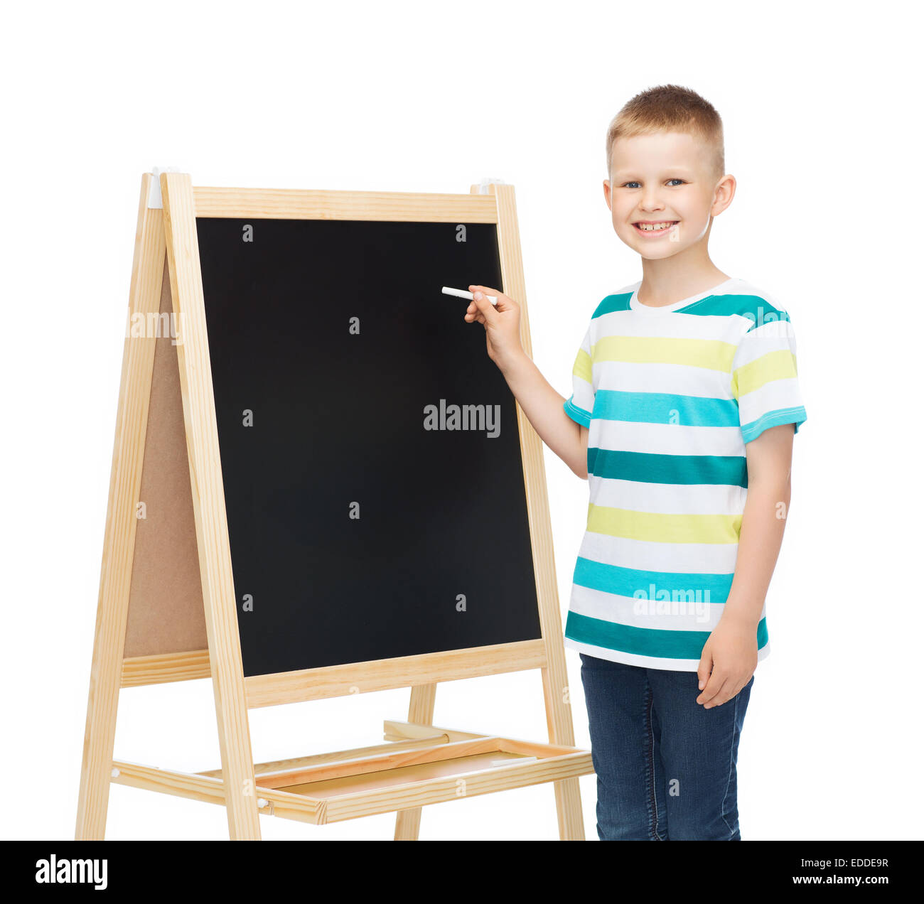happy little boy with blackboard and chalk Stock Photo - Alamy