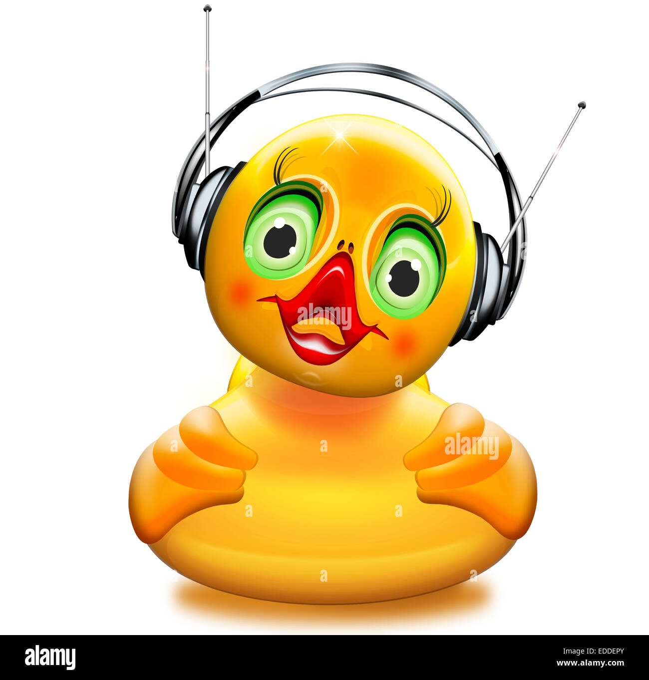 Rubber duck with headphones, illustration Stock Photo - Alamy