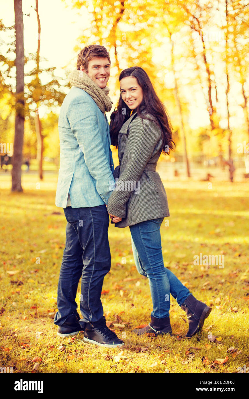 romantic couple in the autumn park Stock Photo - Alamy