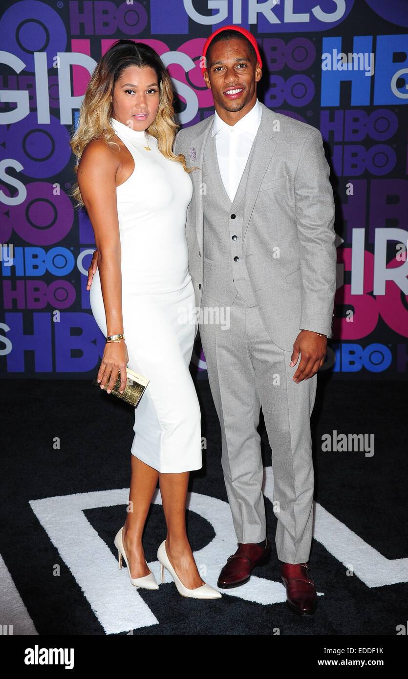 New York, NY, USA. 5th Jan, 2015. Elaina Watley, Victor Cruz at ...