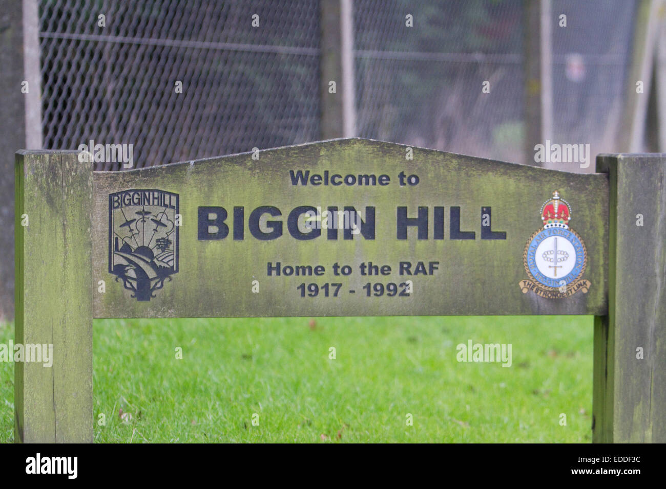 Welcome to Biggin Hill sign home to the RAF 1917-1992 outside the ...
