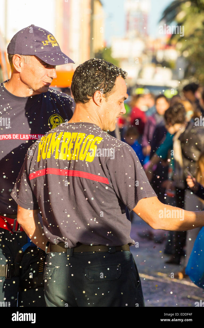 Fireman, firefighter (Bombero) on duty during fiesta street parade in ...