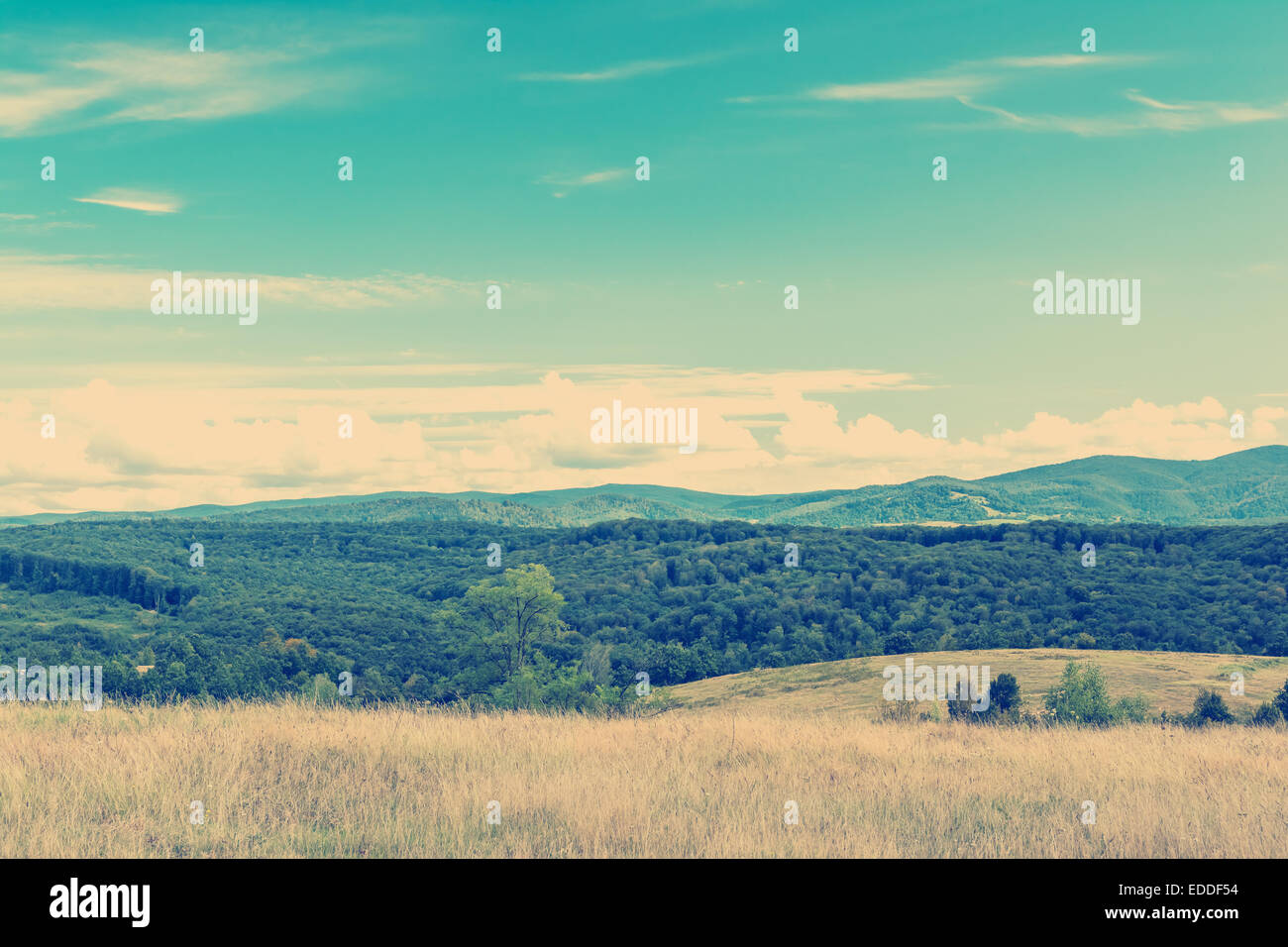 Retro Photo Of Summer Landscape With Mountains And Sky Stock Photo - Alamy