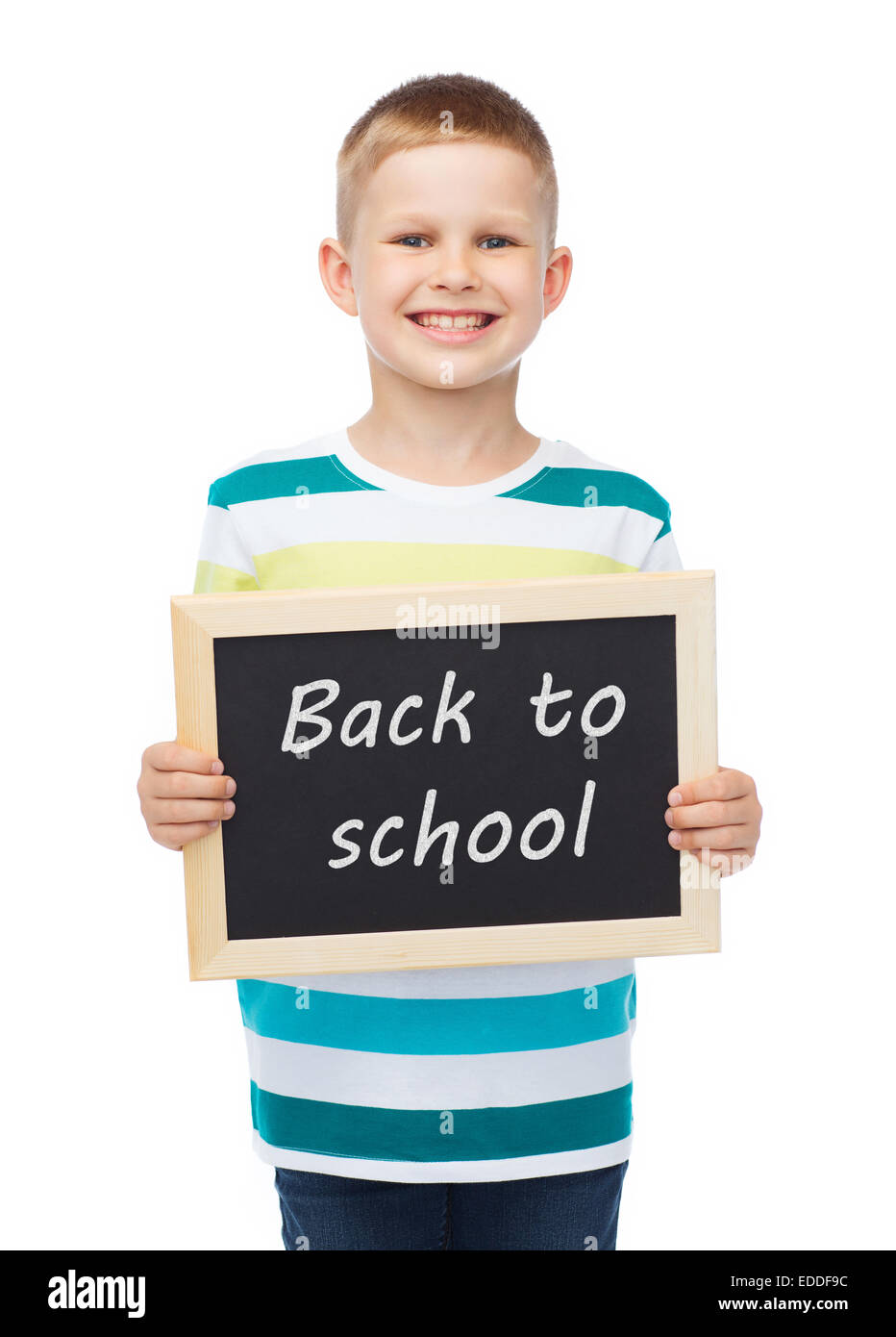 smiling little boy holding chalkboard Stock Photo - Alamy