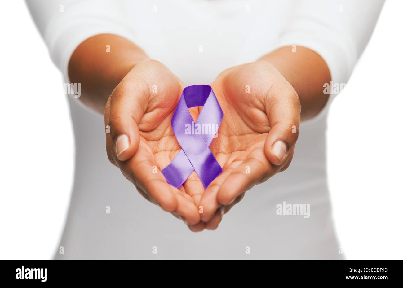 hands holding purple awareness ribbon Stock Photo - Alamy