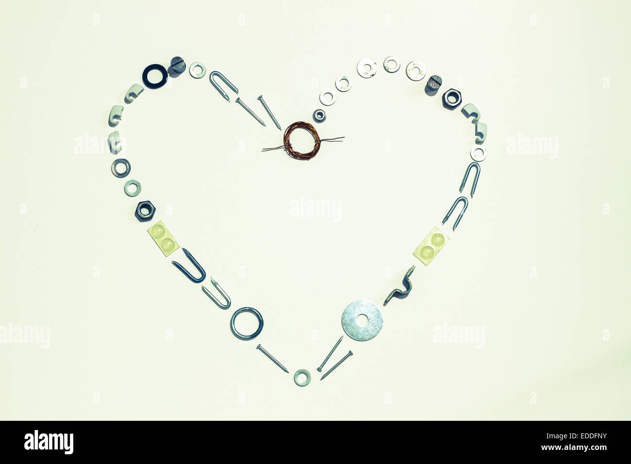 Heart shape formed with hardware Stock Photo - Alamy