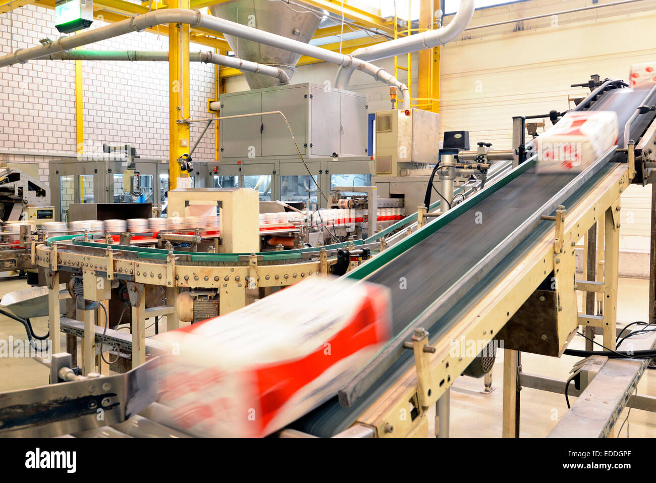 Production line with refined sugar Stock Photo - Alamy