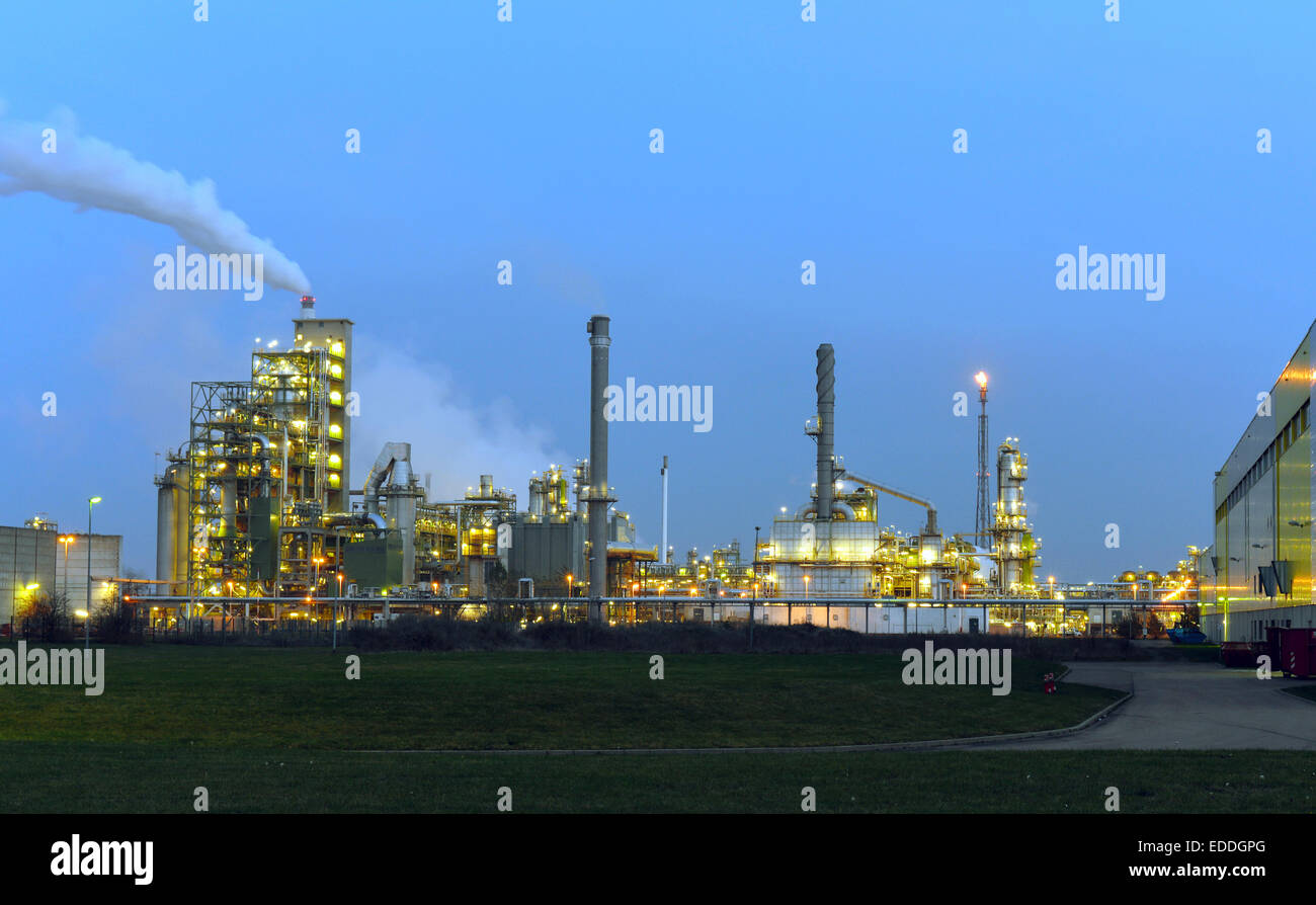 Germany, chemical plant at blue hour Stock Photo - Alamy