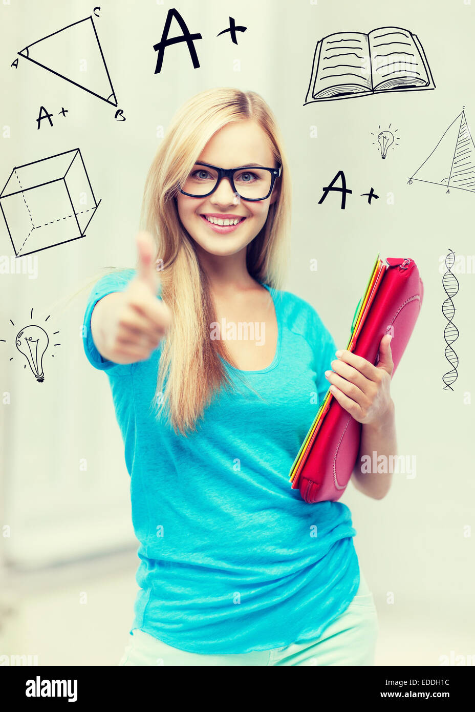 smiling student with folders Stock Photo - Alamy