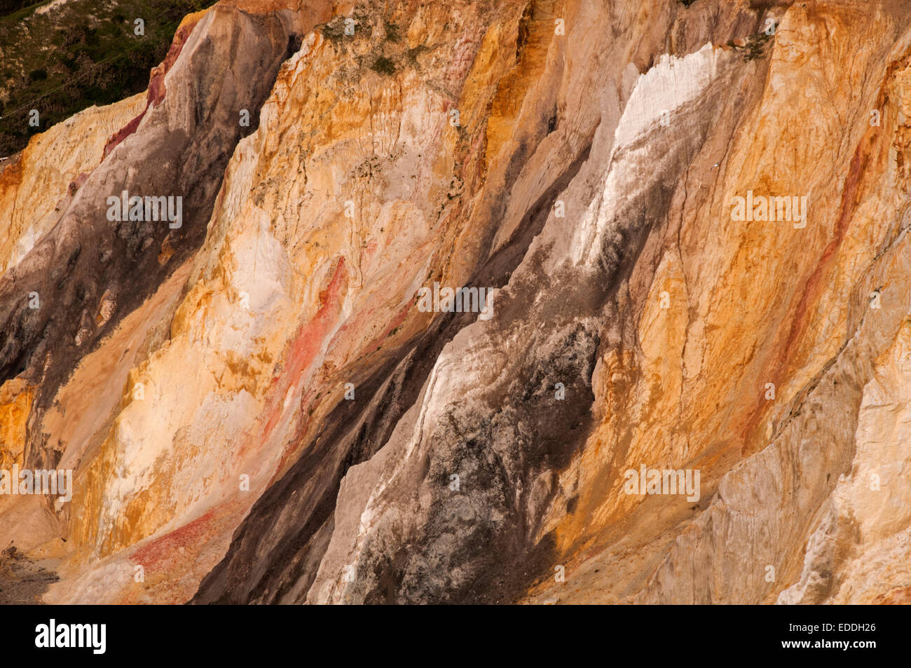 Coloured sandstone cliffs, Alum Bay, Isle of Wight, Hampshire, England ...