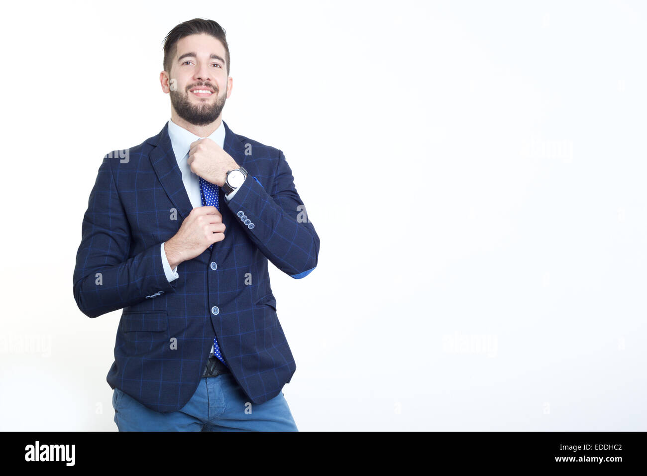 Fixing tie smile hi-res stock photography and images - Alamy