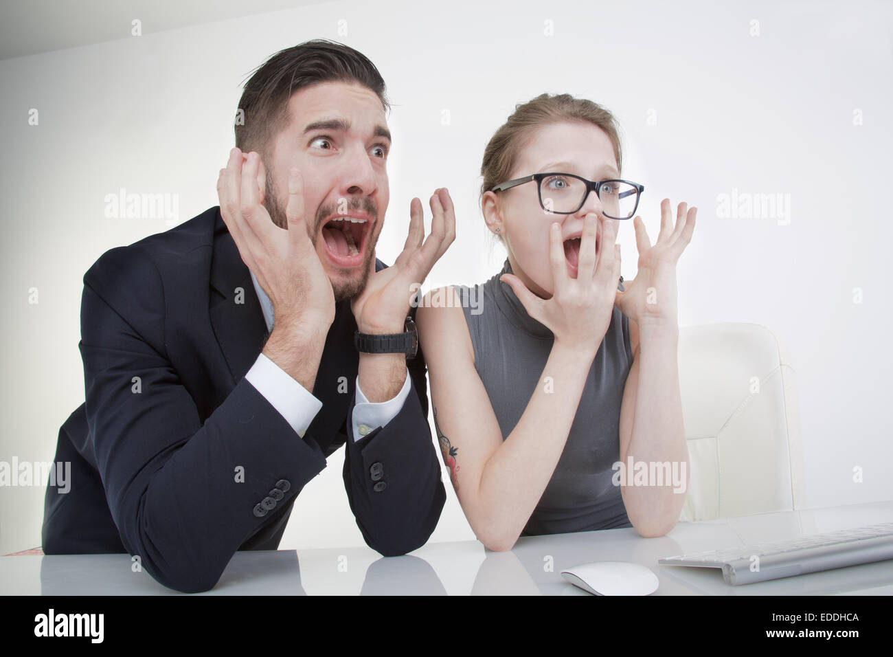 Frightened man sitting hands hi-res stock photography and images - Alamy