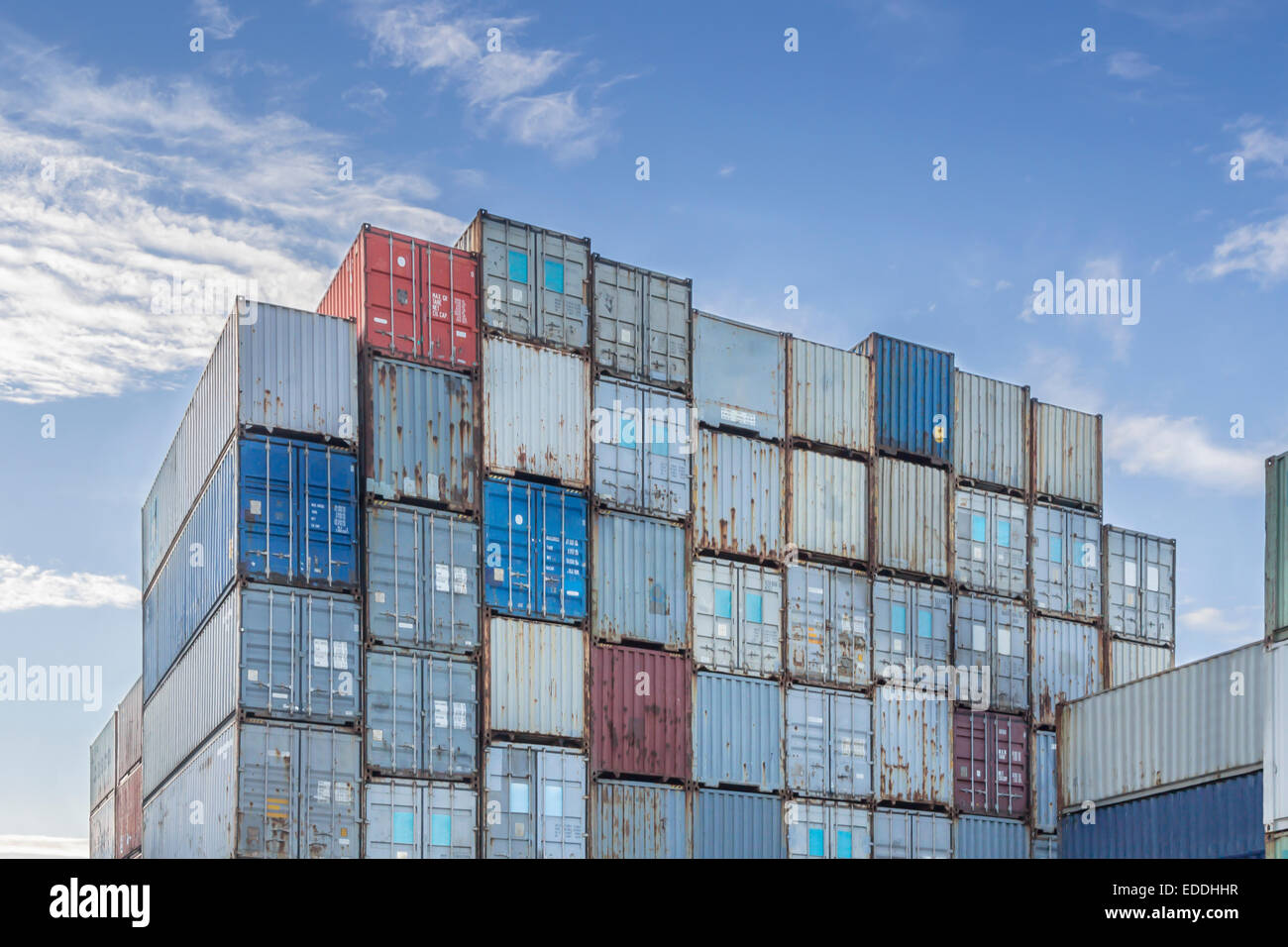 Germany, Hamburg, Stacked shipping containers at harbour Stock Photo ...