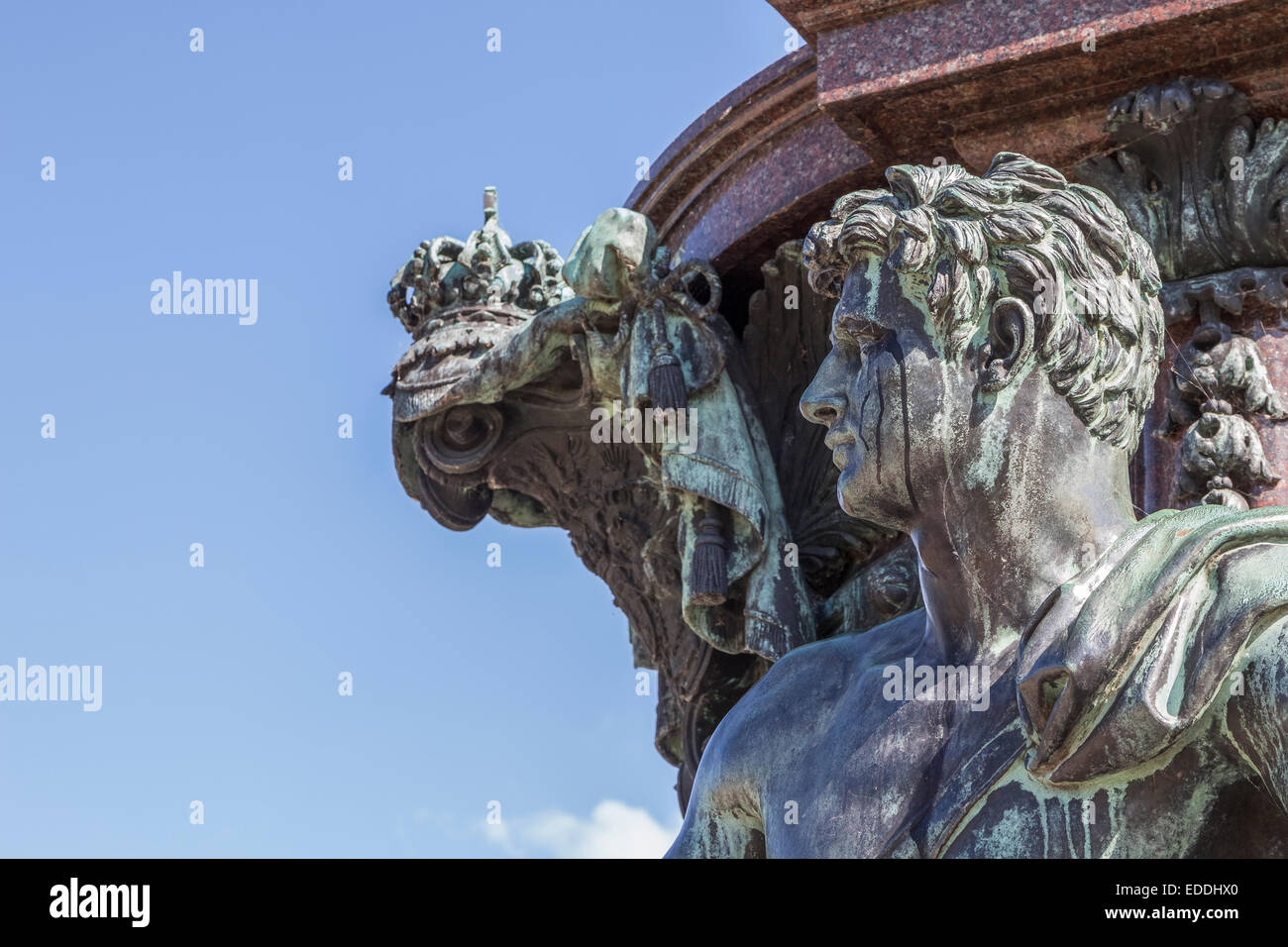 Germany, Mecklenburg-Vorpommern, Schwerin, part of equestrian statue ...