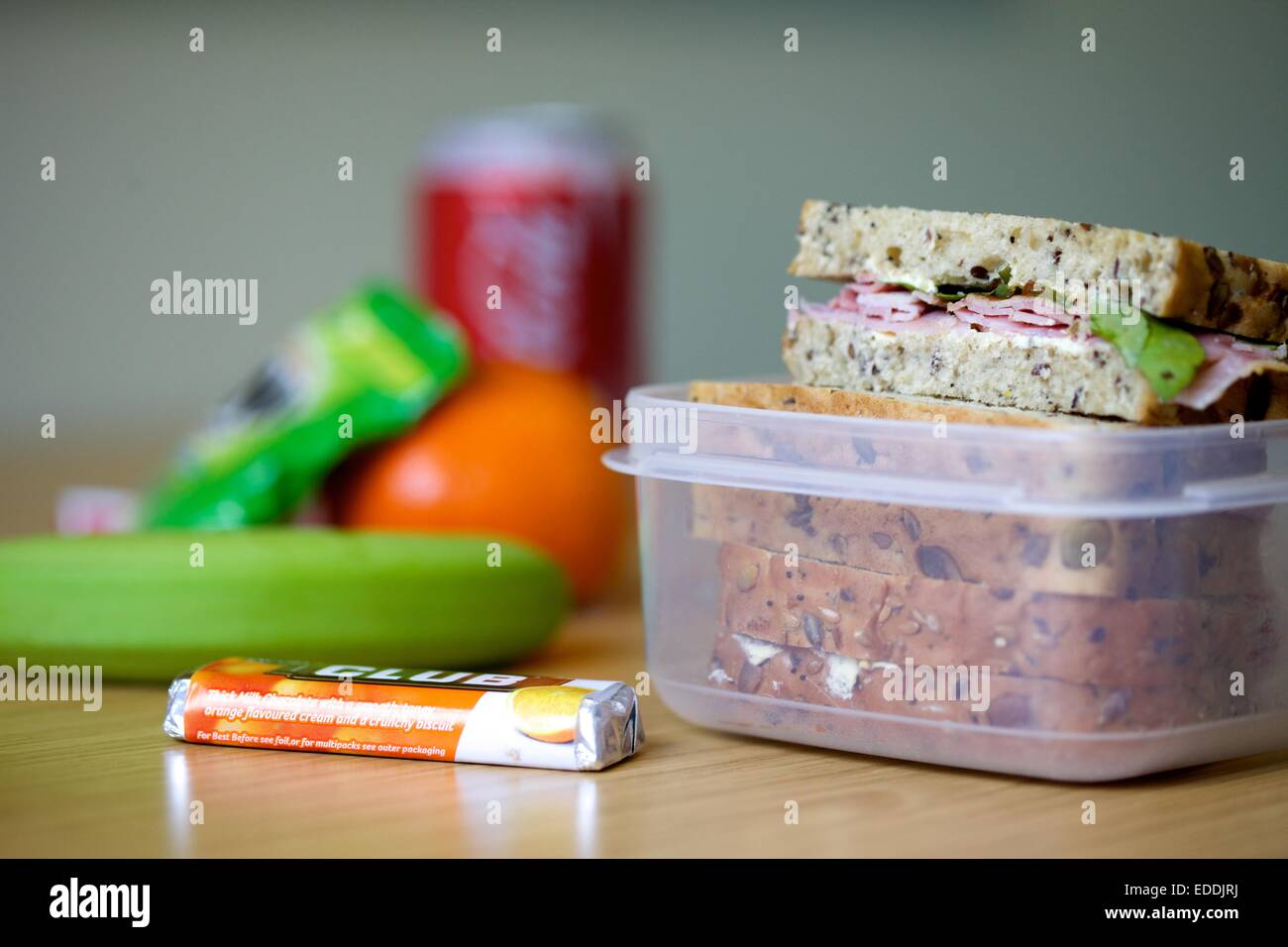 shot of packed lunch with box Stock Photo - Alamy