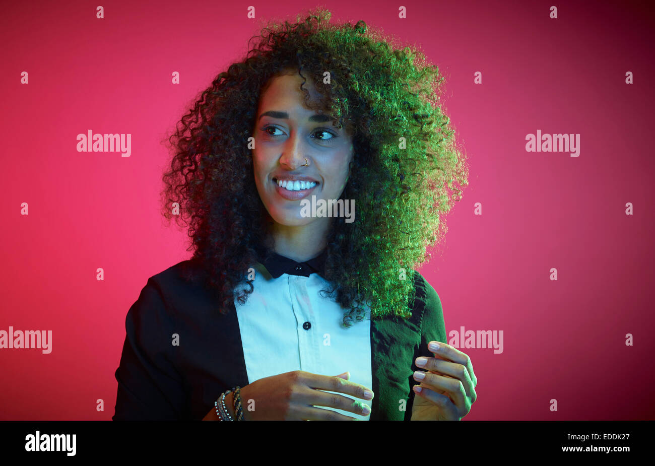 Portrait smile woman afro hi-res stock photography and images - Alamy