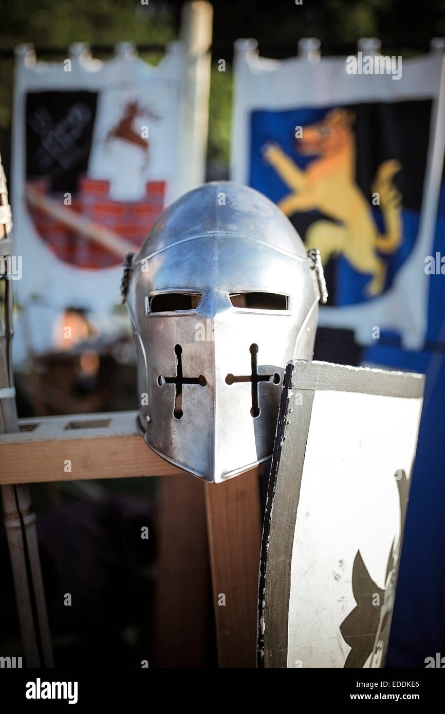 Germany, Baden-Wuerttemberg, Moensheim, knight on a medieval fair Stock ...