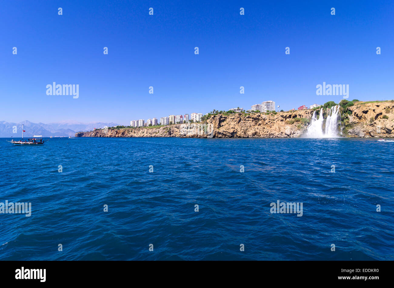 Turkey, Antalya, Turkish Riviera, Waterfall at coast Stock Photo - Alamy