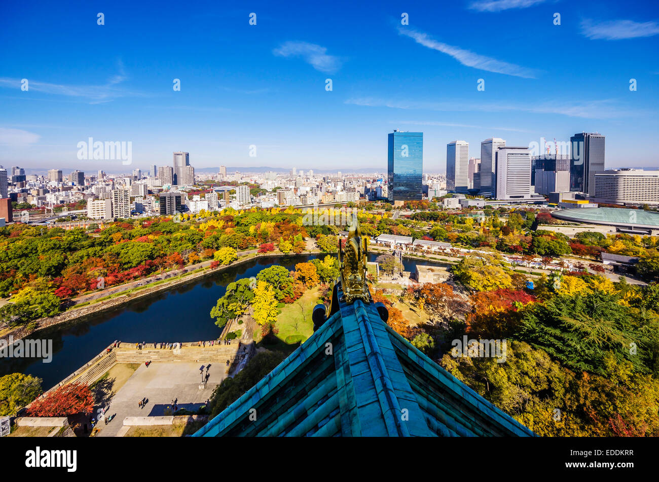 Japan, Osaka, cityscape as seen from Osaka Castle Stock Photo - Alamy