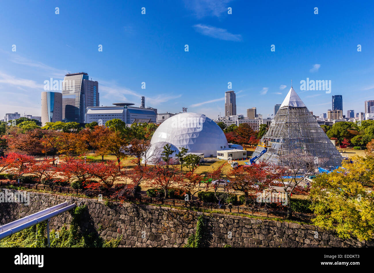 Japan, Osaka, cityscape as seen from Osaka Castle Stock Photo - Alamy