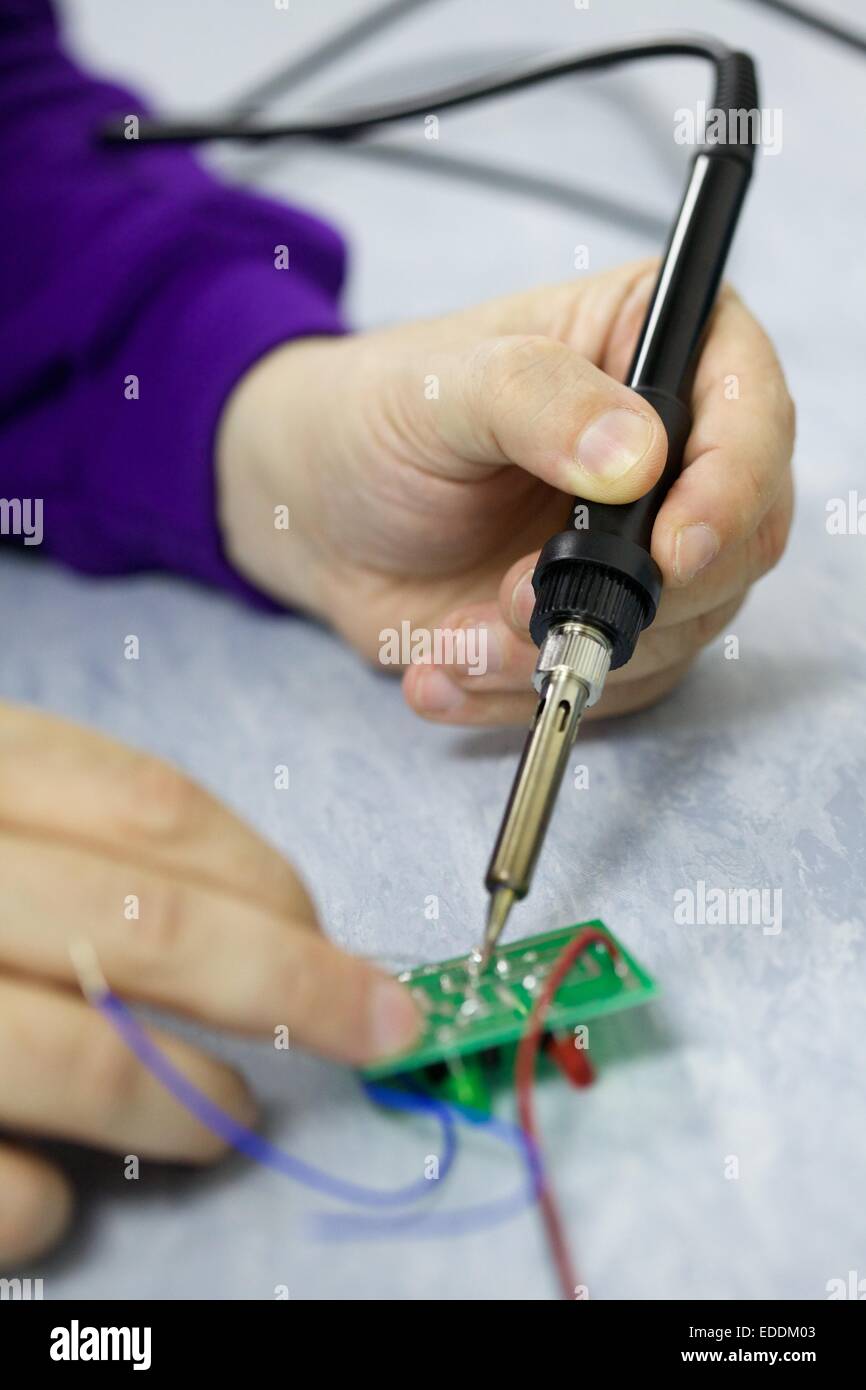 close up shot of soldering and circuit board Stock Photo - Alamy