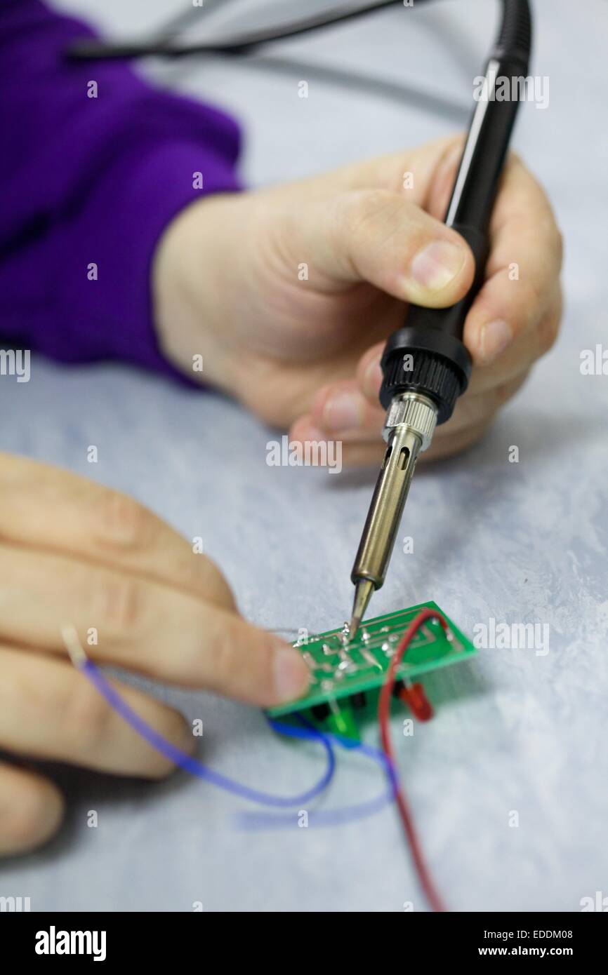close up shot of soldering and circuit board Stock Photo - Alamy