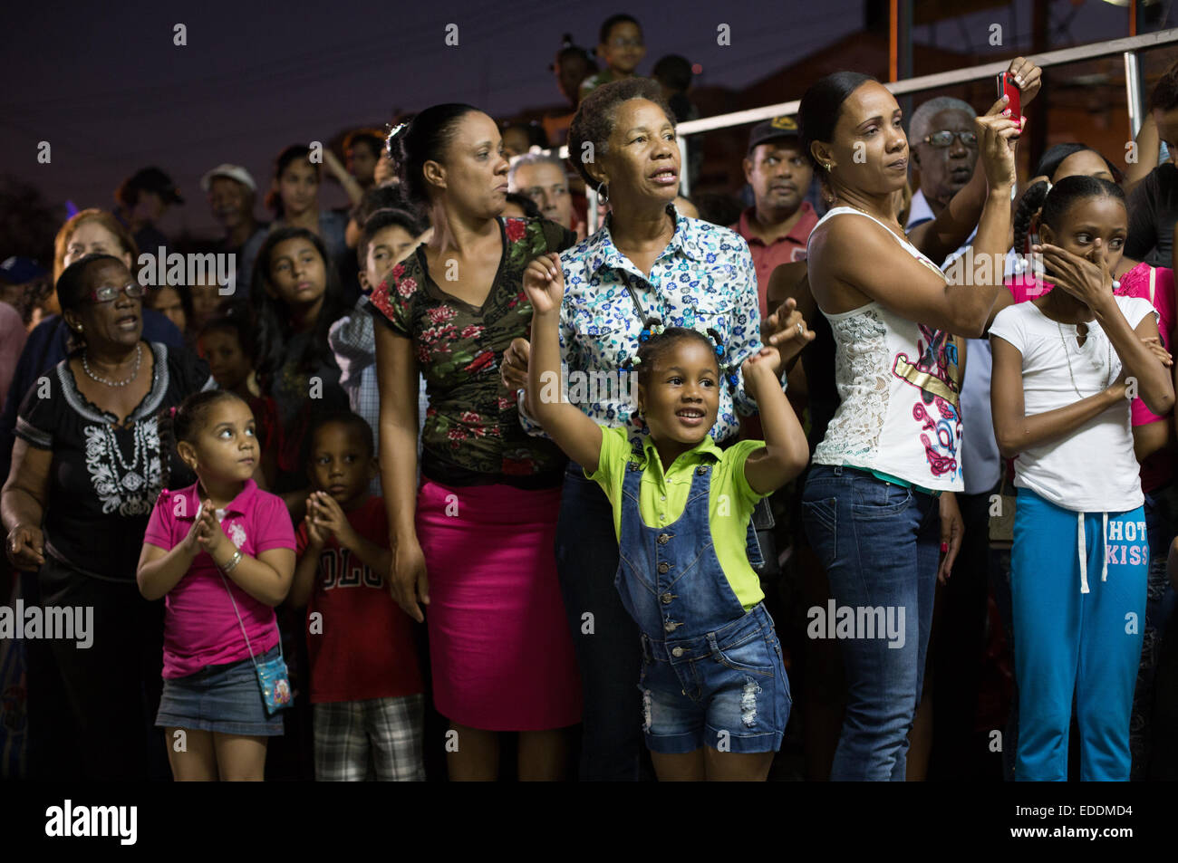 Santo Domingo, Dominican Republic. 5th Jan, 2015. People react during ...