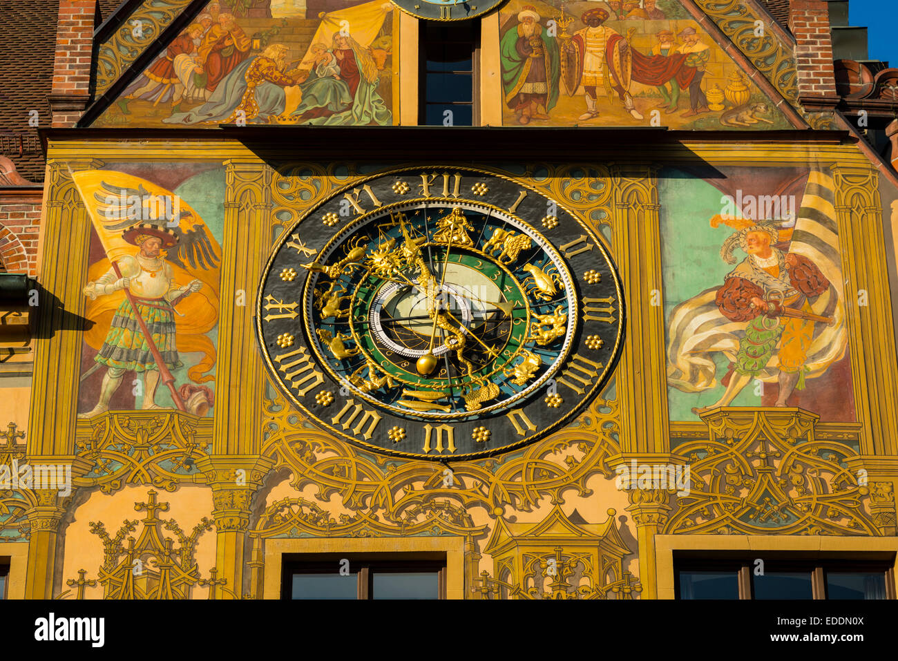 Germany, Ulm, Mural paintings and astronomical clock at 16th century ...