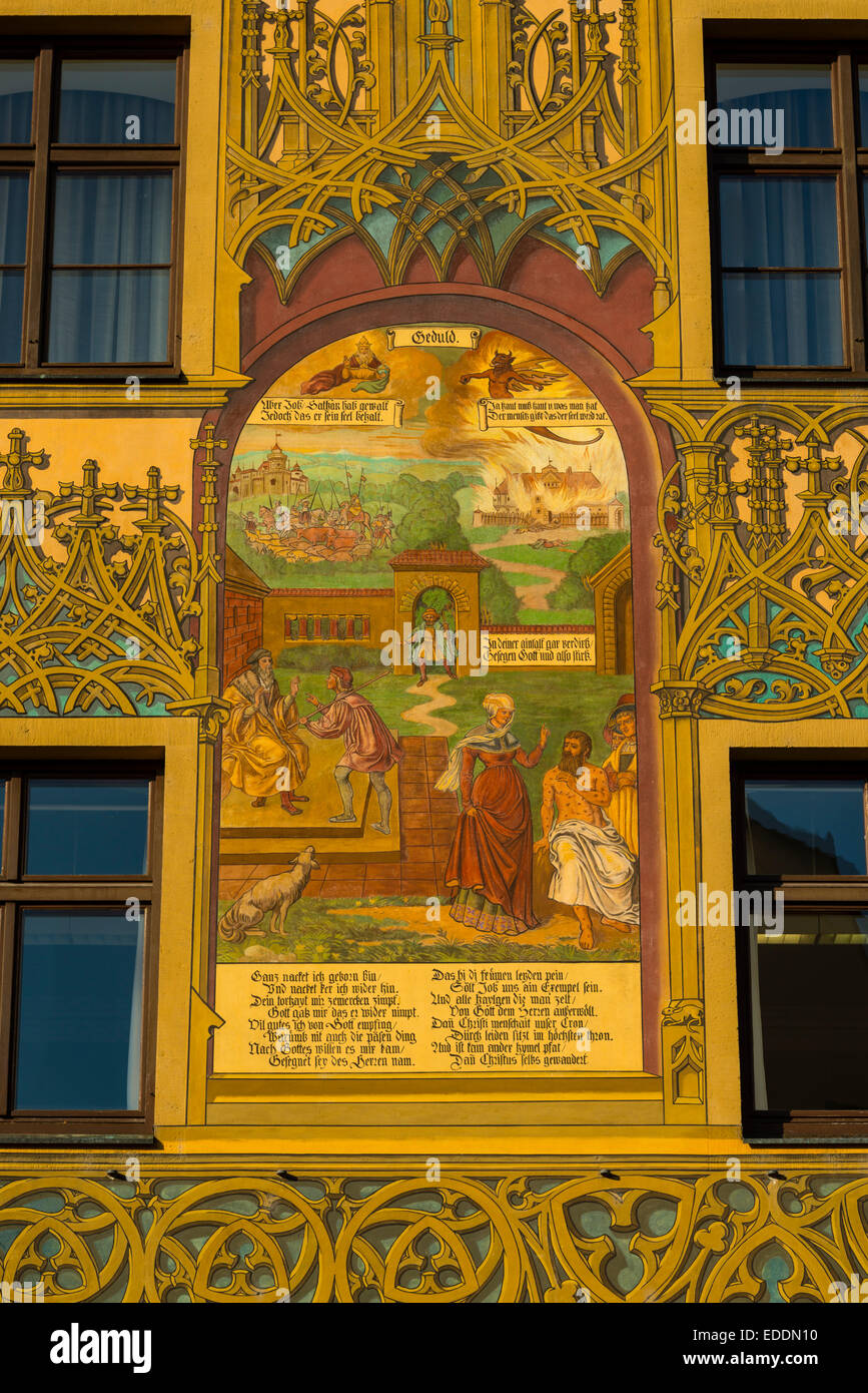 Germany, Ulm, Mural paintings at 16th century townhall, Virtue of ...