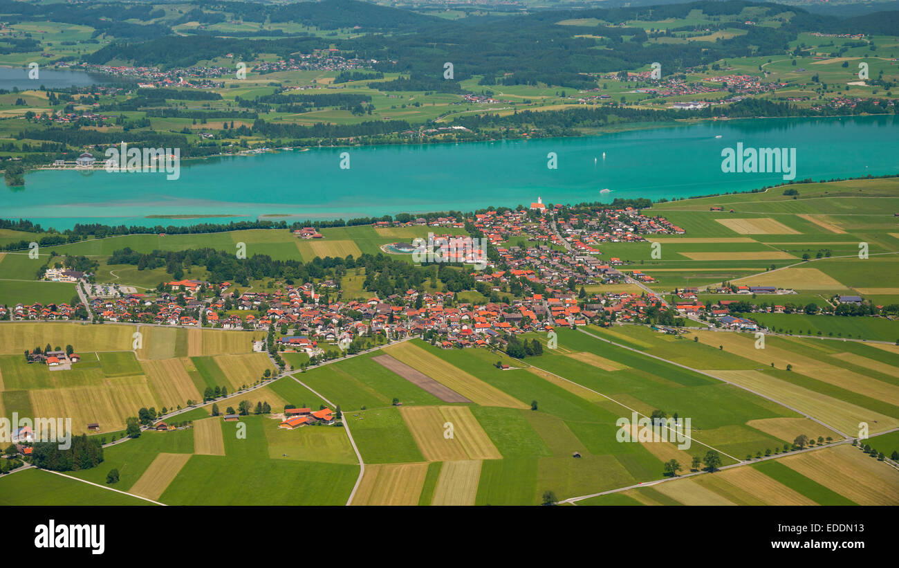 Germany, Bavaria, Swabia, East Allgaeu, View to Waltenhofen and Lake ...