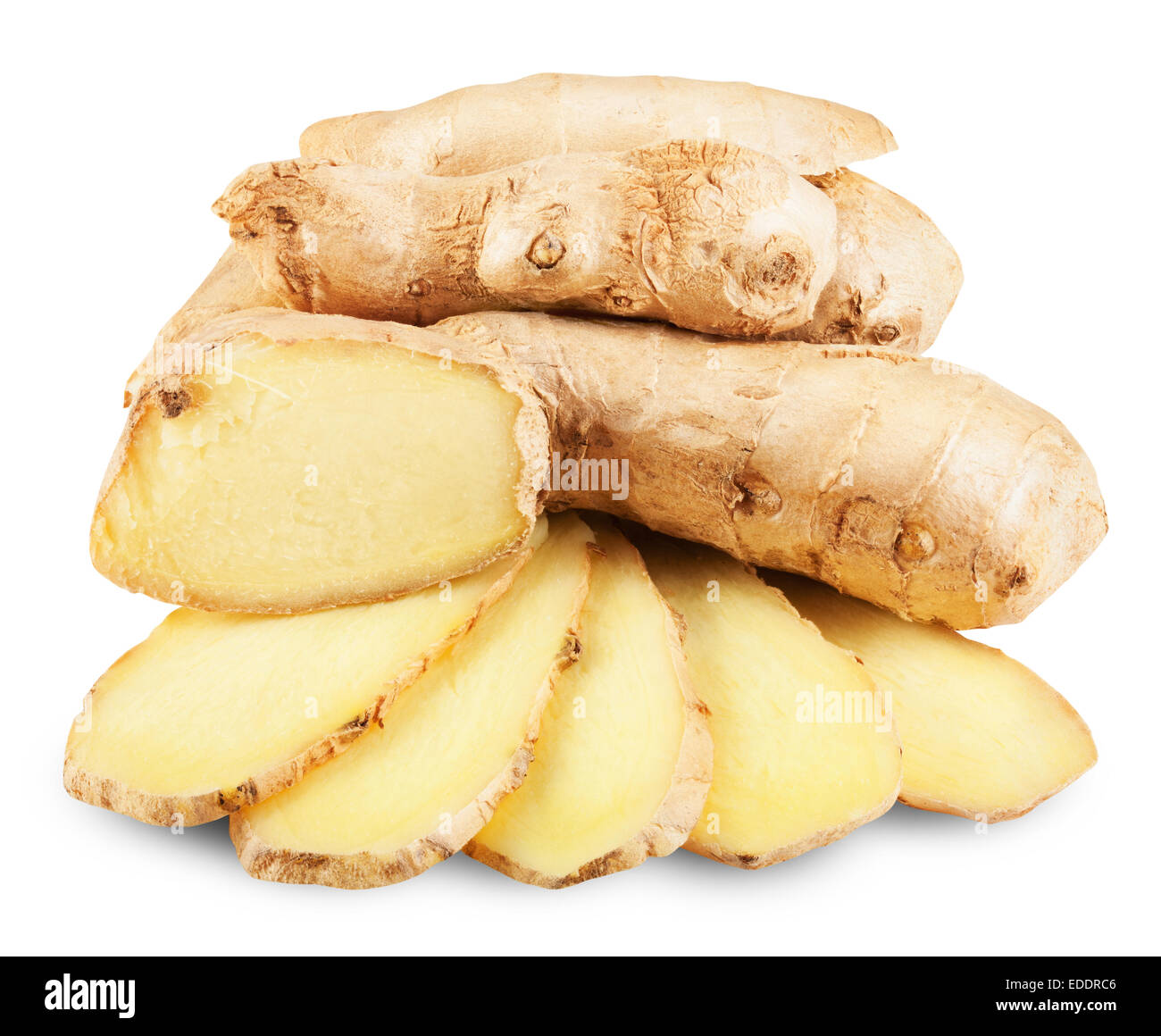 Fresh ginger slices isolated on white background. Clipping Path Stock ...