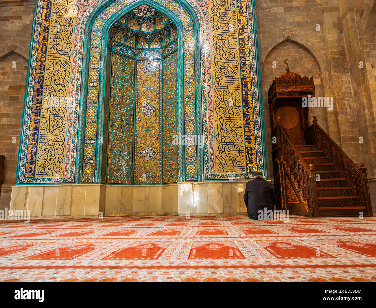 The delicated decoration in the ancient Juma Mosque at Shamakhi ...
