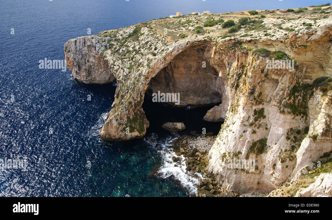 The Blue Grotto, a number of sea caverns on the south coast of Island ...