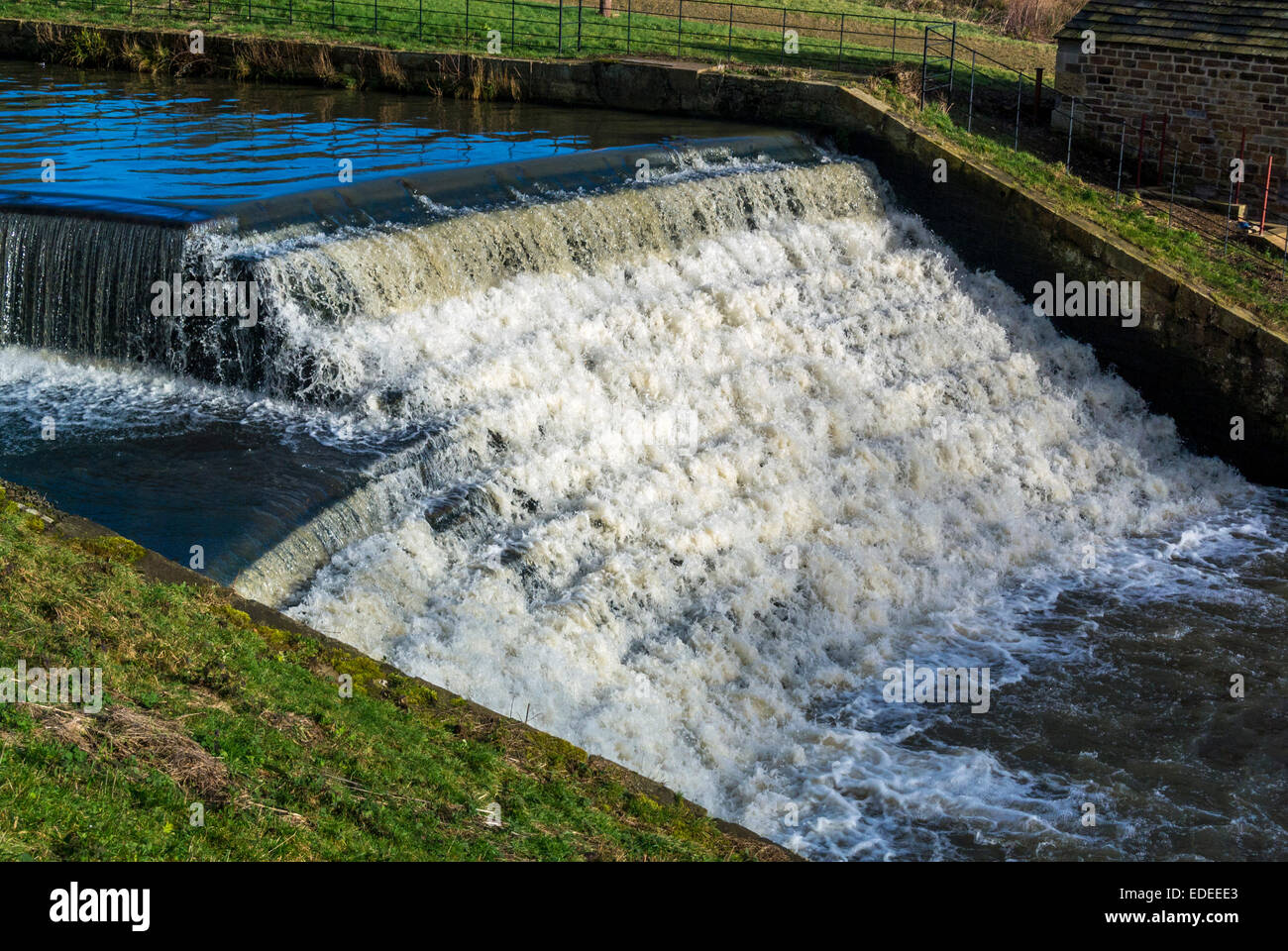 River Dearne Weirs from Lower Lake Damhead Part of Bretton Country Park ...